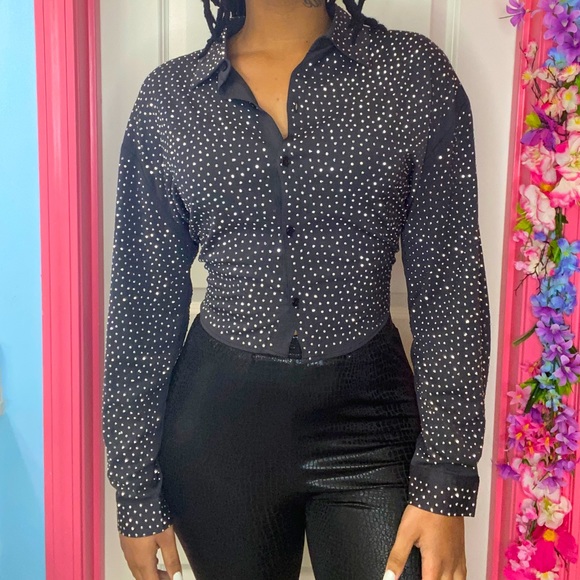 Hot & Delicious | Tops | Bedazzled Buttondown Blouse | Poshmark